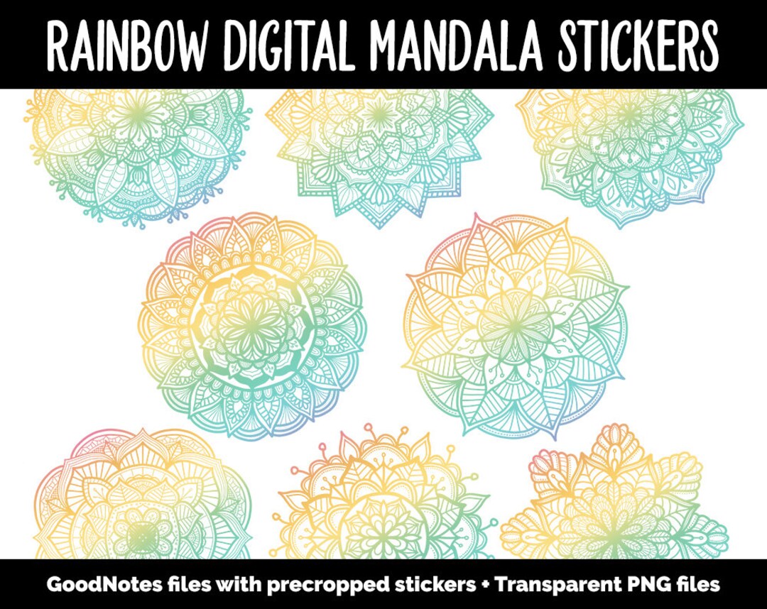 Rainbow Mandala Digital Planner Stickers | Goodnotes, iPad and Android ...