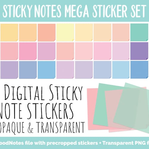 Sticky Notes Digital Stickers Goodnotes Ipad and Android - Etsy