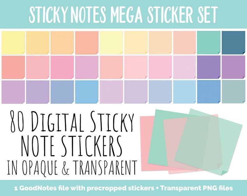 Sticky Notes Digital Stickers | iPad & Android | Mega Pack - Etsy