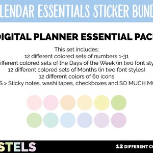 Digital Calendar Numbers MEGA Bundle | Pastels | iPad & Android - Etsy