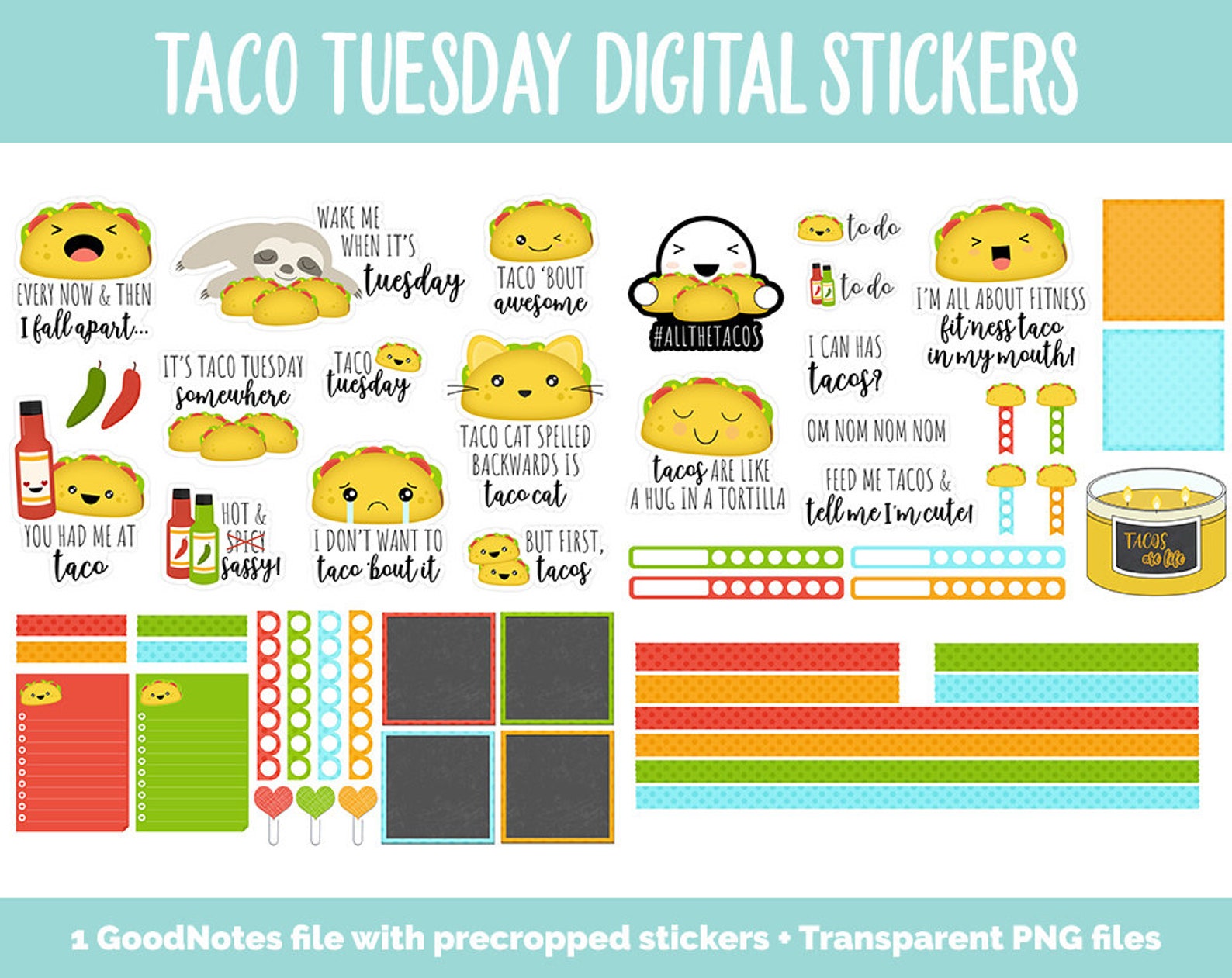 Taco Tuesday Digital Stickers Goodnotes Ipad and Android - Etsy