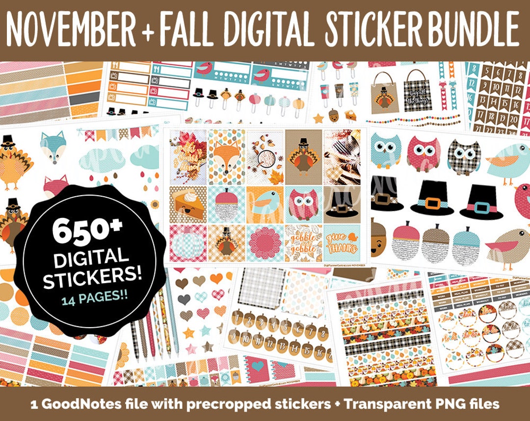 November, Thanksgiving, Fall Digital Sticker Bundle | 650+ | Goodnotes ...