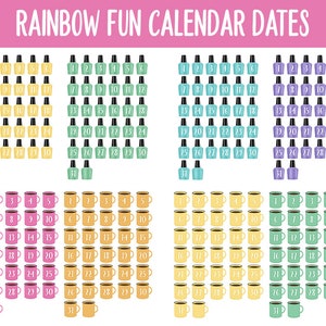 Rainbow Fun Calendar Date Digital Stickers | iPad & Android - Etsy