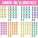 Rainbow Fun Calendar Date Digital Stickers | iPad & Android - Etsy