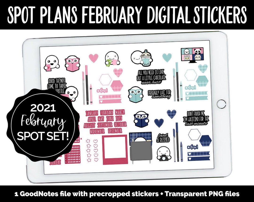 Spot Plans February Digital Stickers | Goodnotes, iPad and Android ...