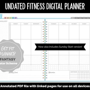 Undated Digital Fitness Planner Fantasy Goodnotes & iPad Workout, Diet ...