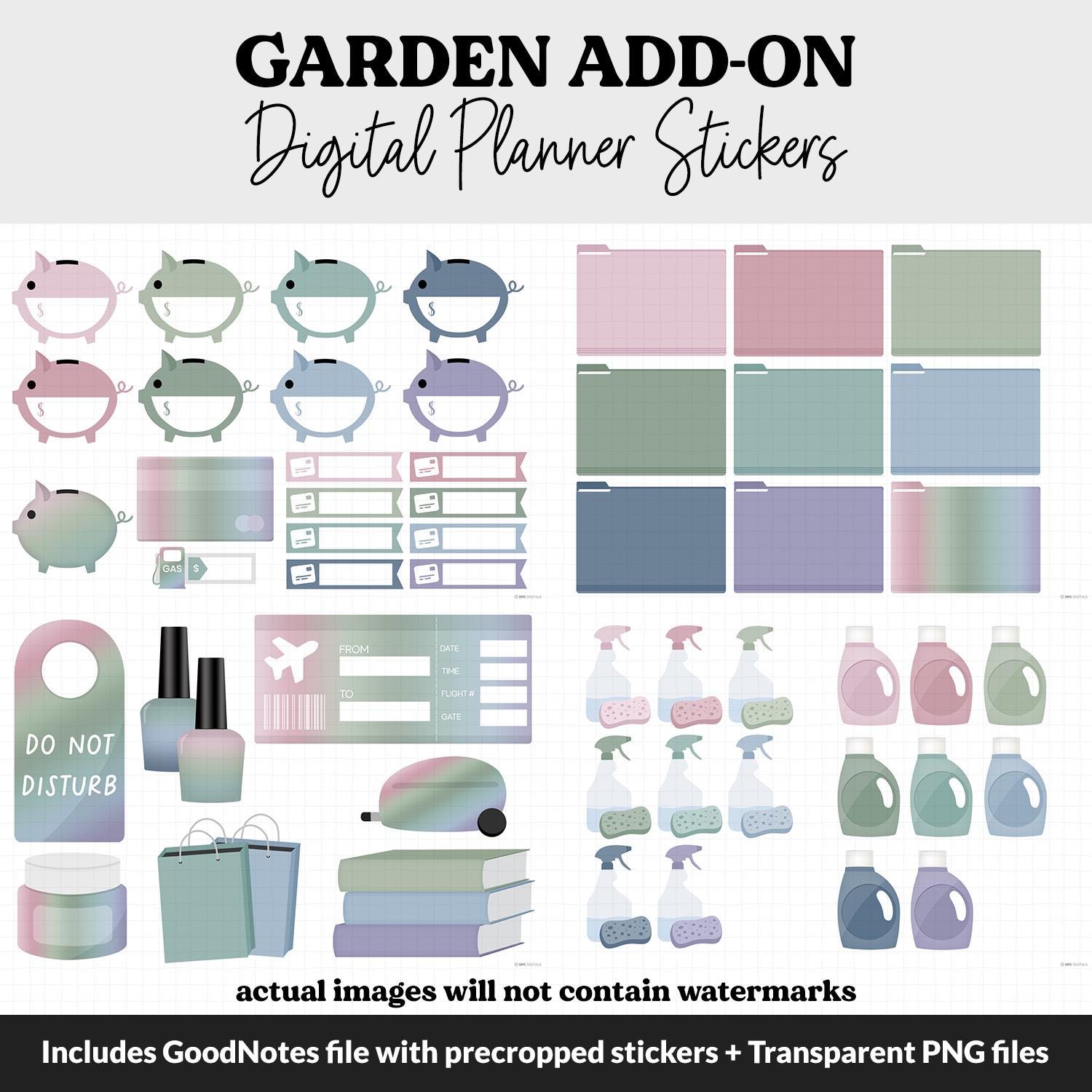 Garden Theme Add-on Digital Planner Stickers | iPad & Android - Etsy