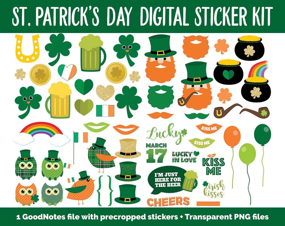 St. Patrick's Day Mega Digital Sticker Bundle Goodnotes - Etsy