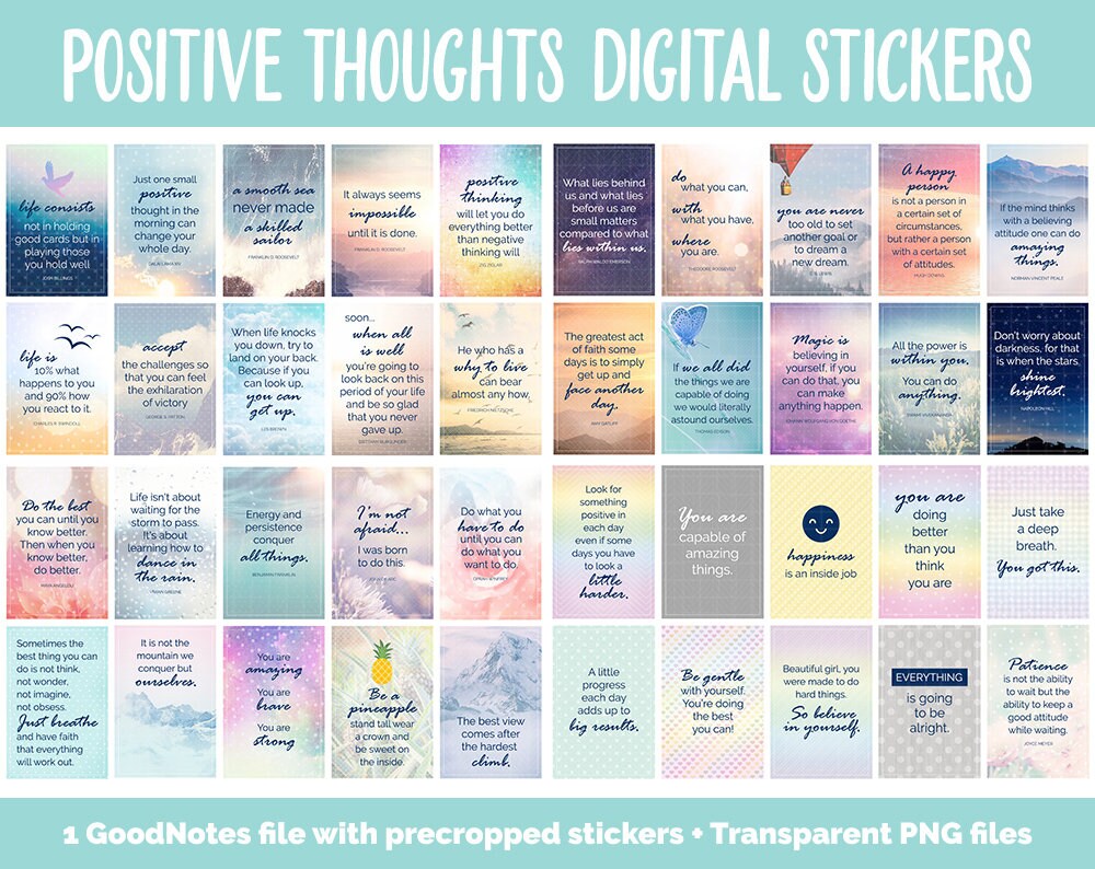 Positive Thoughts & Quotes Digital Stickers | Goodnotes, iPad and ...