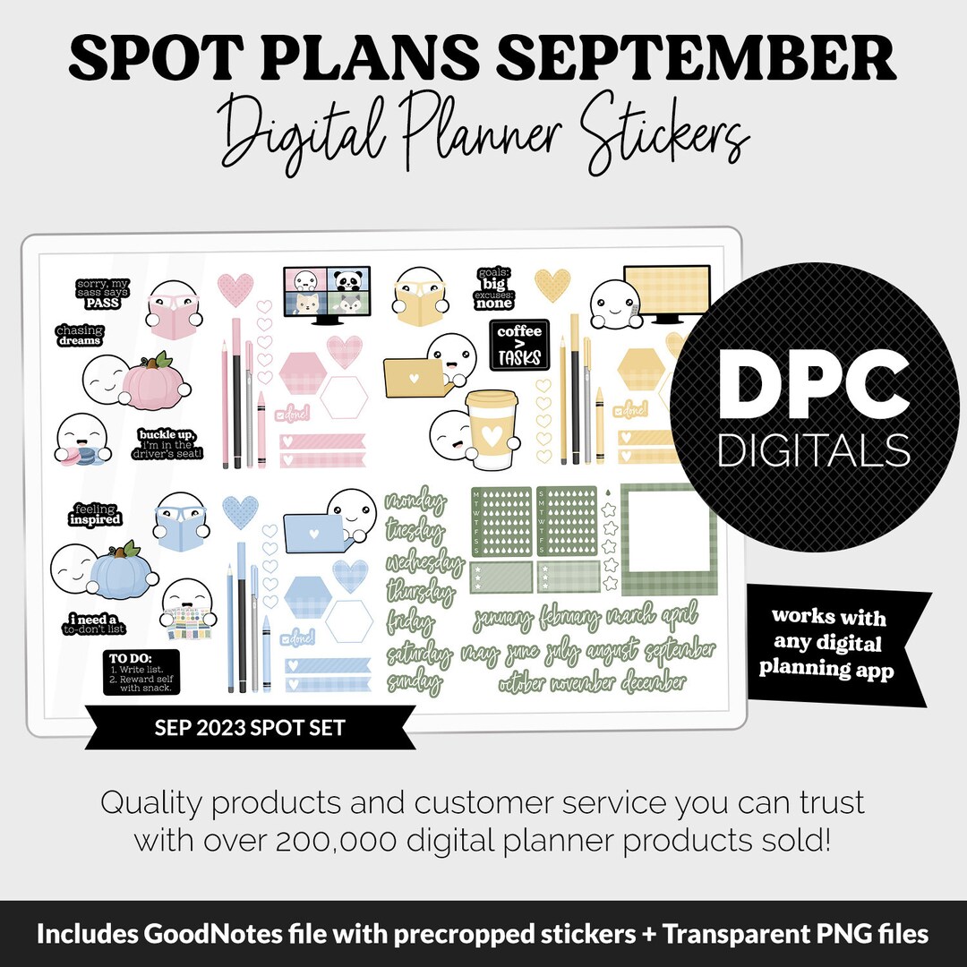 Spot Plans September Digital Stickers | Goodnotes, iPad and Android ...