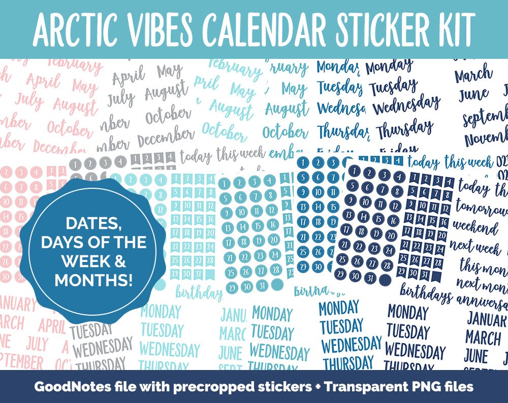 Arctic Vibes Calendar Essentials Digital Planner Stickers | iPad ...
