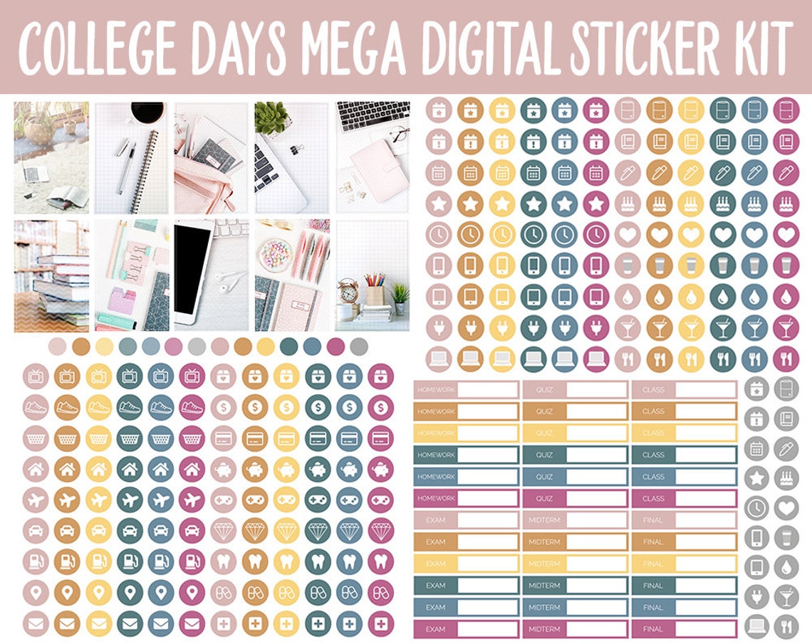 College Days Digital Planner Stickers | iPad & Android | Trackers ...