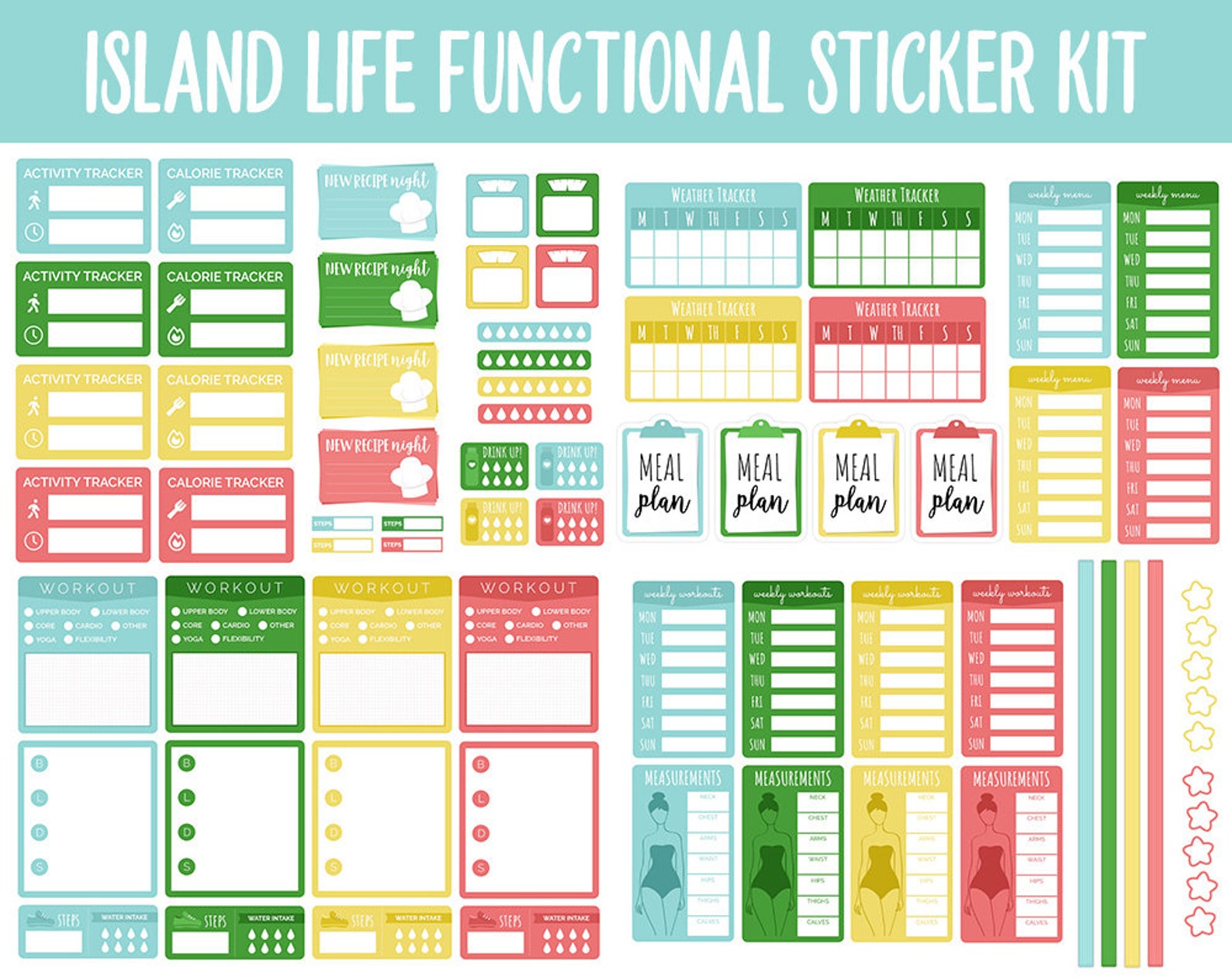 Island Life Functional Digital Stickers - Etsy