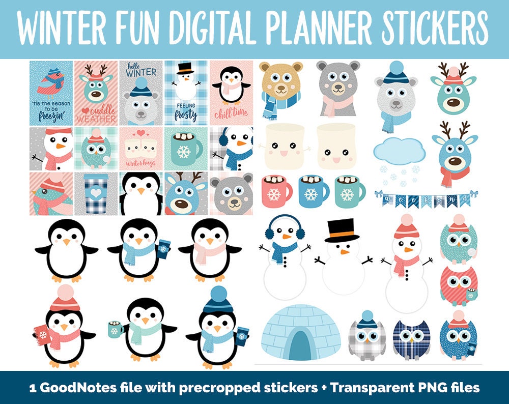 Winter Fun Mega Digital Sticker Bundle Goodnotes & Ipad - Etsy