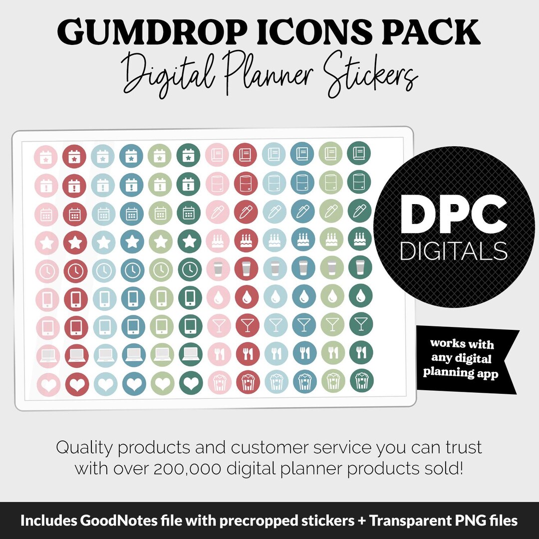 Gumdrop Icons Digital Planner Stickers | Goodnotes, iPad and Android ...