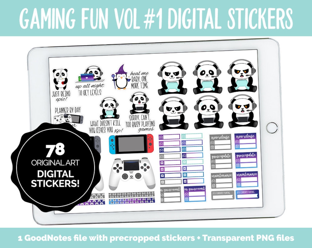 Gaming Fun Vol #1 Digital Stickers | Goodnotes & iPad | Video Games ...