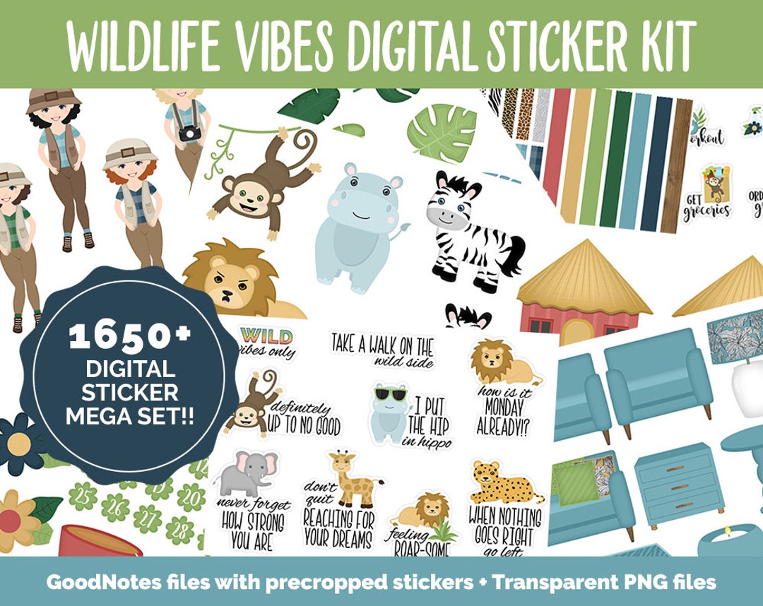 Wildlife Vibes Digital Sticker Mega Bundle | Goodnotes & iPad | Safari ...