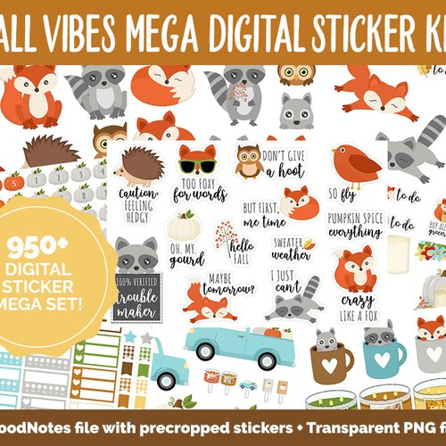 Fall Vibes Digital Planner Sticker Mega Kit Goodnotes Ipad - Etsy