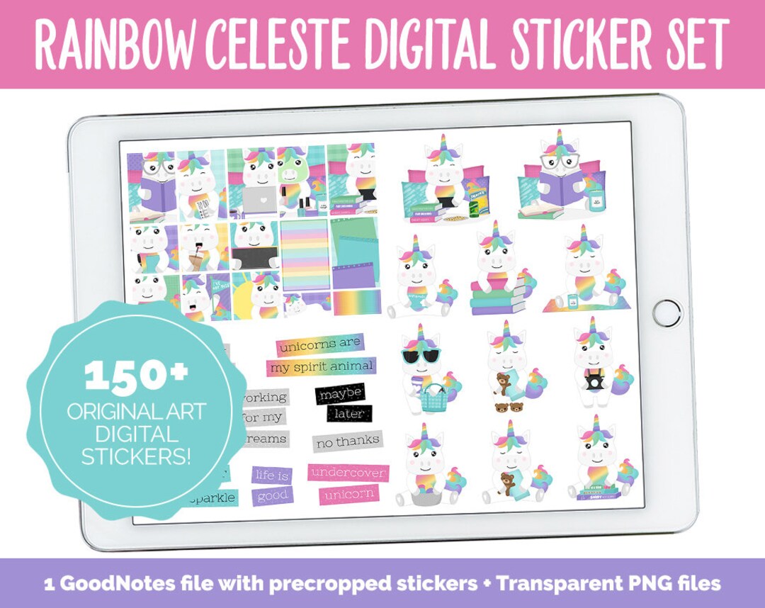 Rainbow Celeste Digital Planner Stickers | iPad & Android | Rainbow ...
