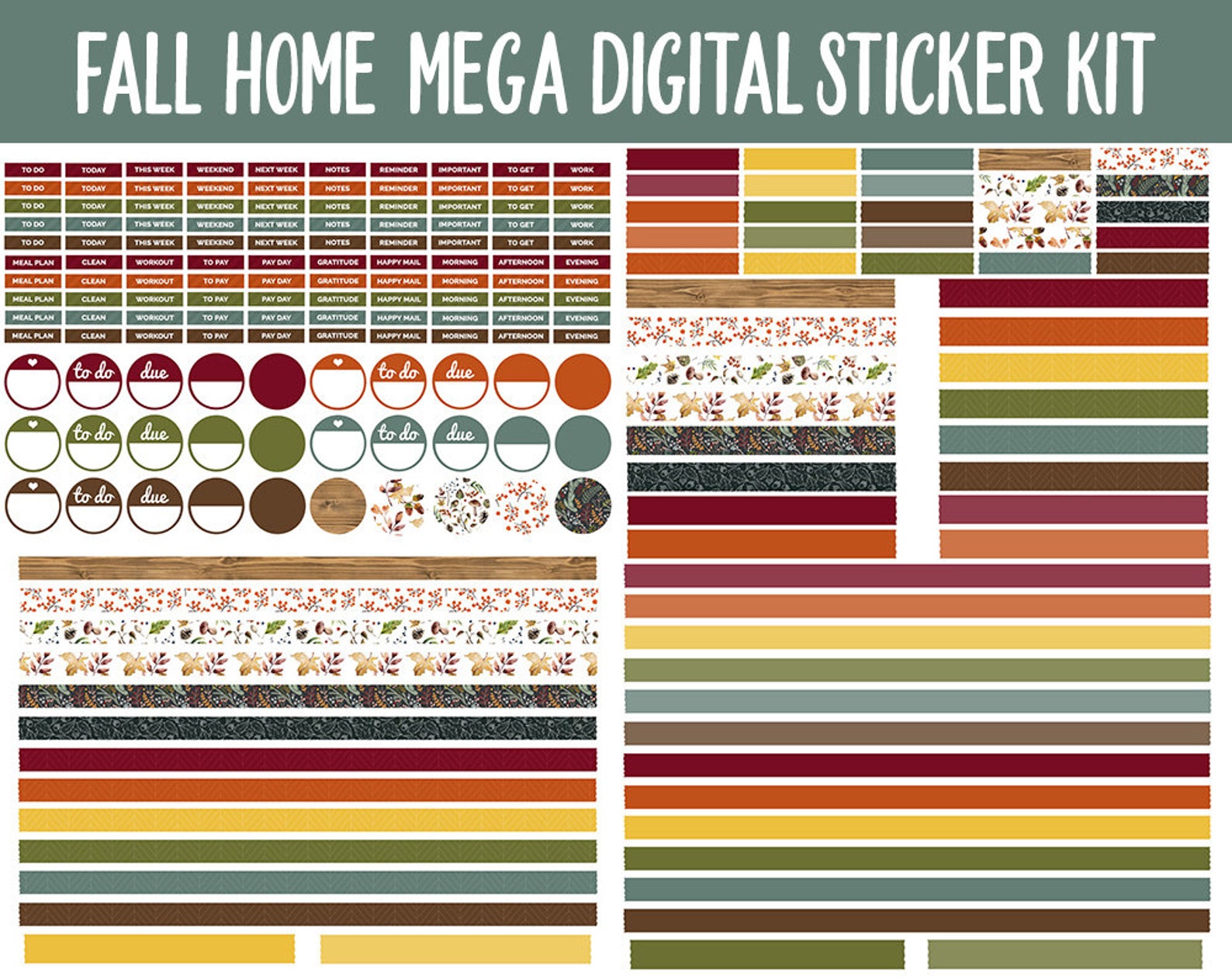 Fall Home Digital Planner Sticker Mega Kit Goodnotes Ipad | Etsy