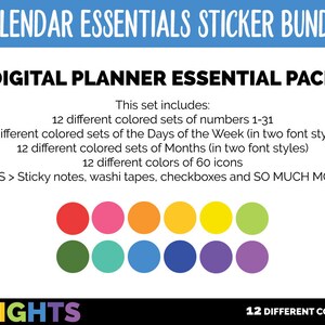 Digital Calendar Numbers MEGA Bundle | Brights | iPad & Android - Etsy