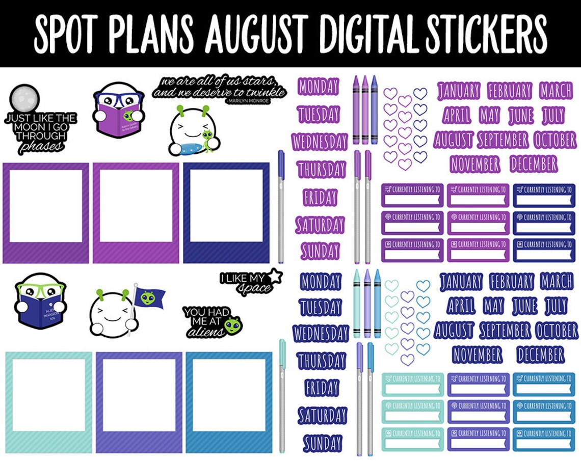 Spot Plans August Digital Stickers Goodnotes Ipad and | Etsy