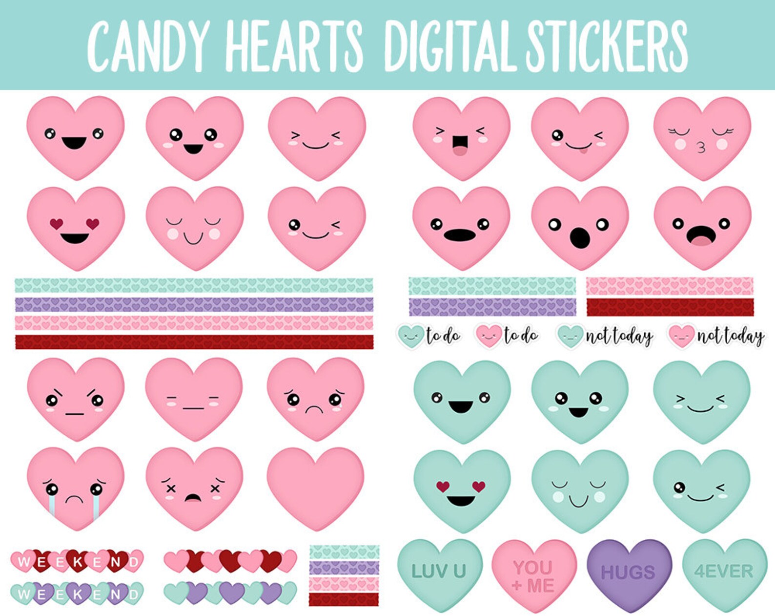 Candy Heart Digital Stickers Goodnotes Ipad and Android - Etsy