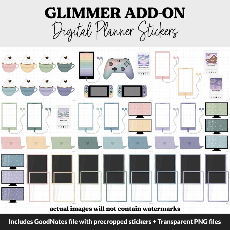 Glimmer Theme Add-on Digital Planner Stickers | iPad & Android - Etsy