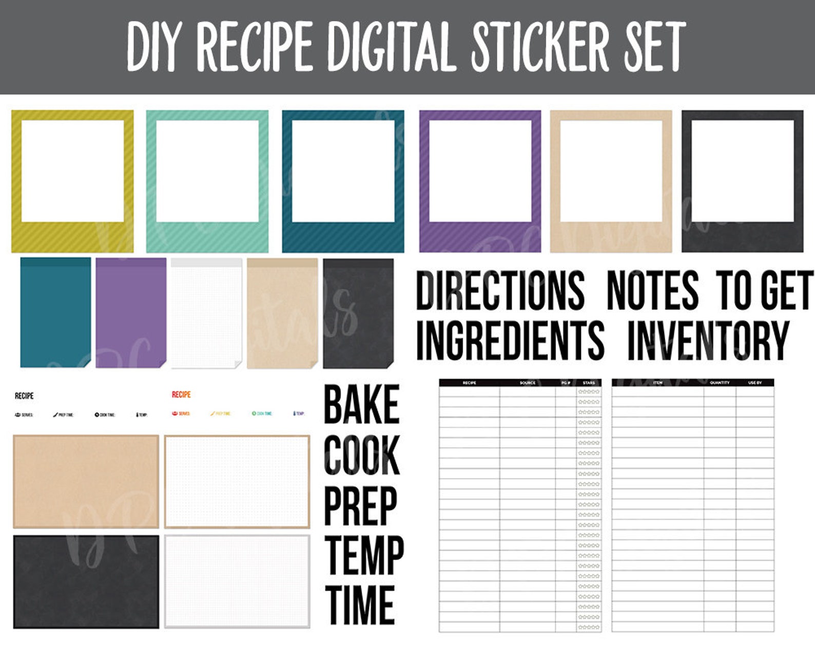 DIY Digital Recipe Book Sticker Set Goodnotes Ipad & - Etsy