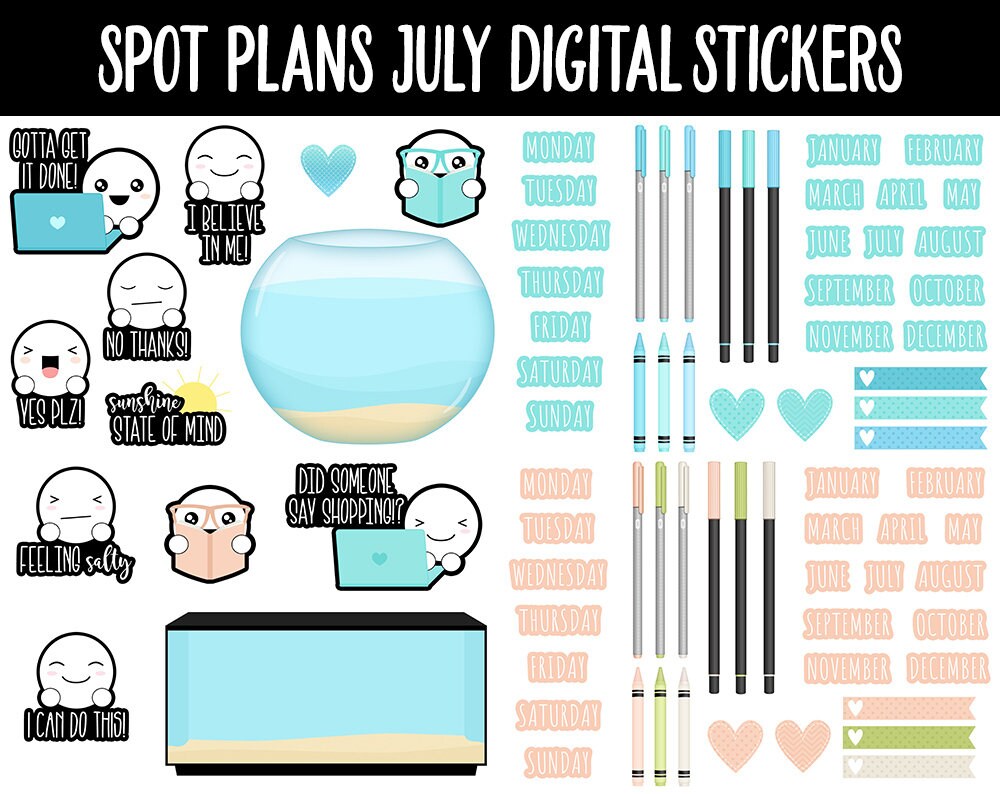 Spot Plans July Digital Stickers Goodnotes Ipad and Android - Etsy