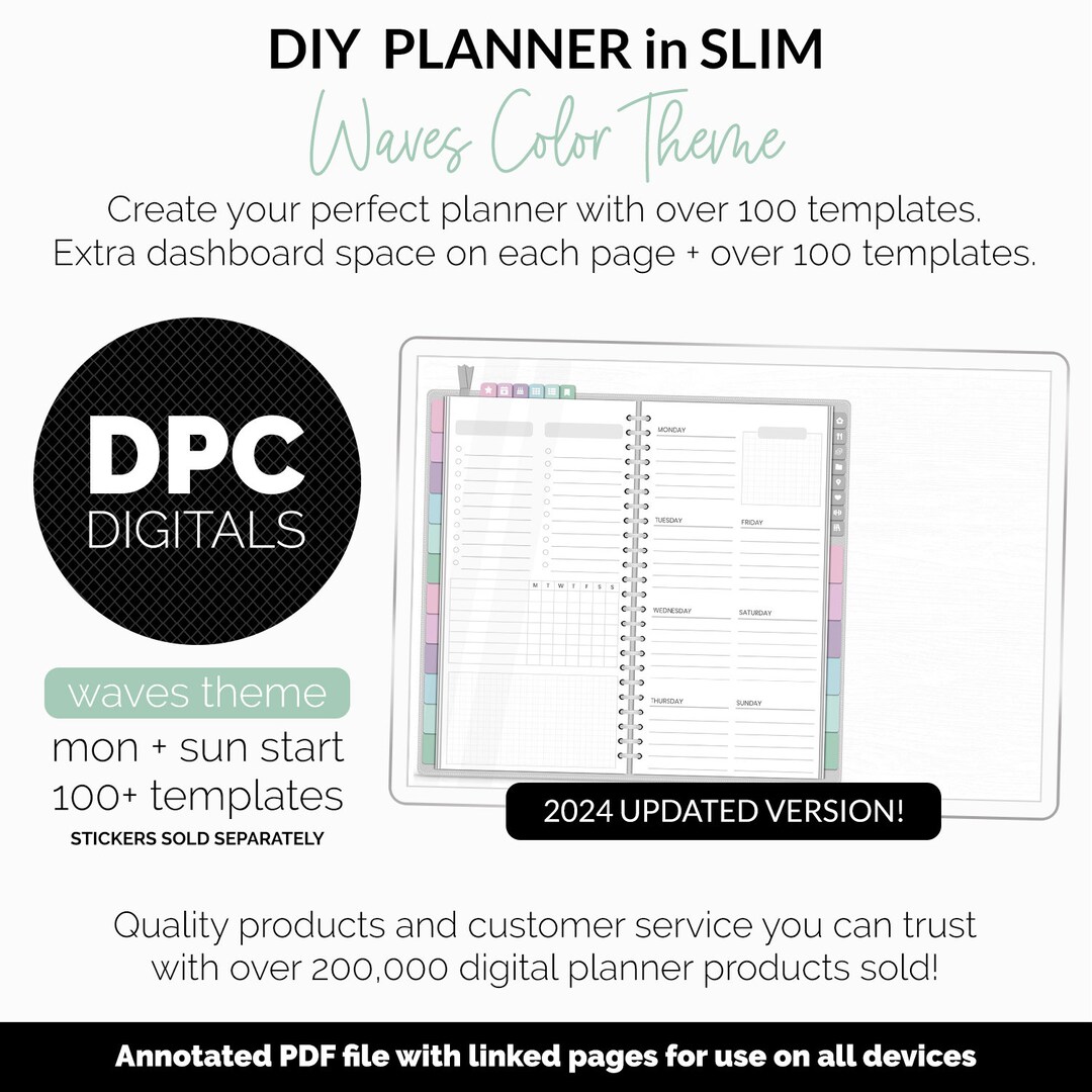 DIY Slim Digital Planner | Waves Theme | Goodnotes, iPad & Android ...