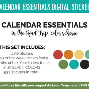 Calendar Essentials Digital Stickers | Road Trip Theme | Goodnotes ...