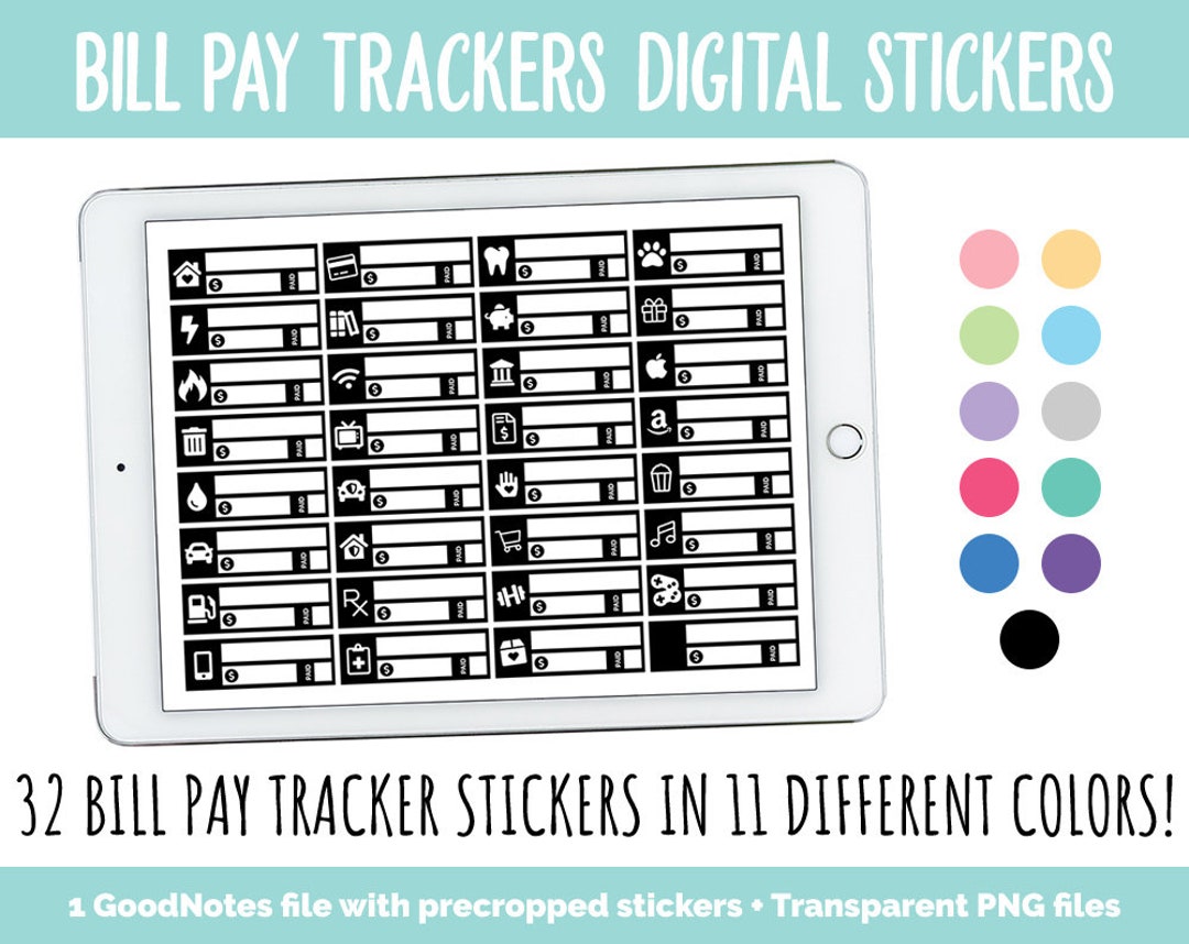 Bill Pay Tracker Digital Stickers | Goodnotes, iPad and Android ...