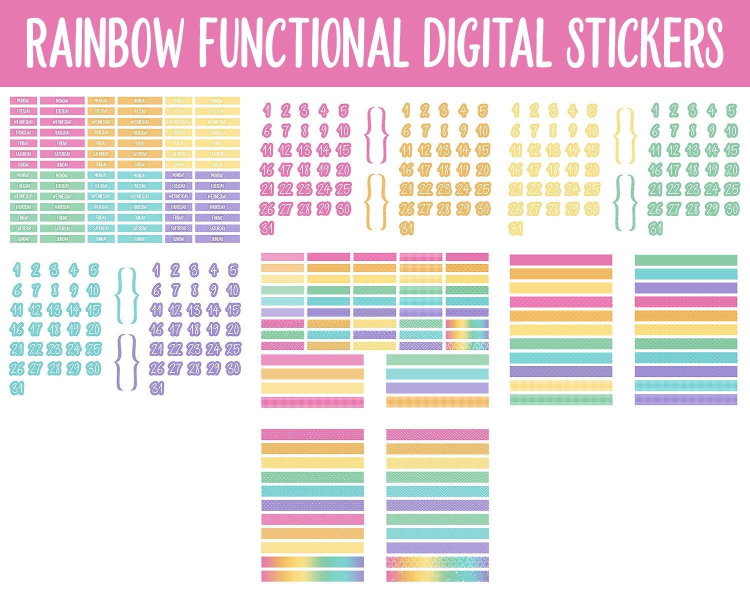 Rainbow Functional Digital Sticker Set | iPad & Android | Rainbow Theme ...