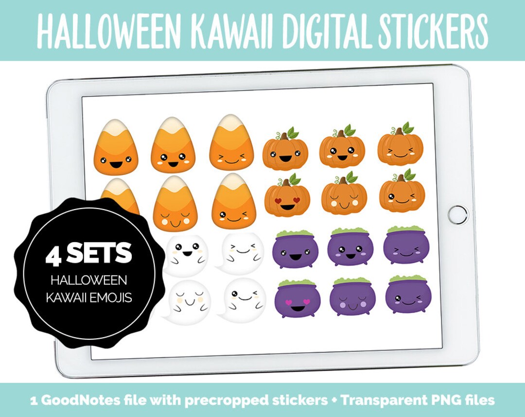 Halloween Kawaii Digital Stickers | Goodnotes, iPad and Android | Emoji ...
