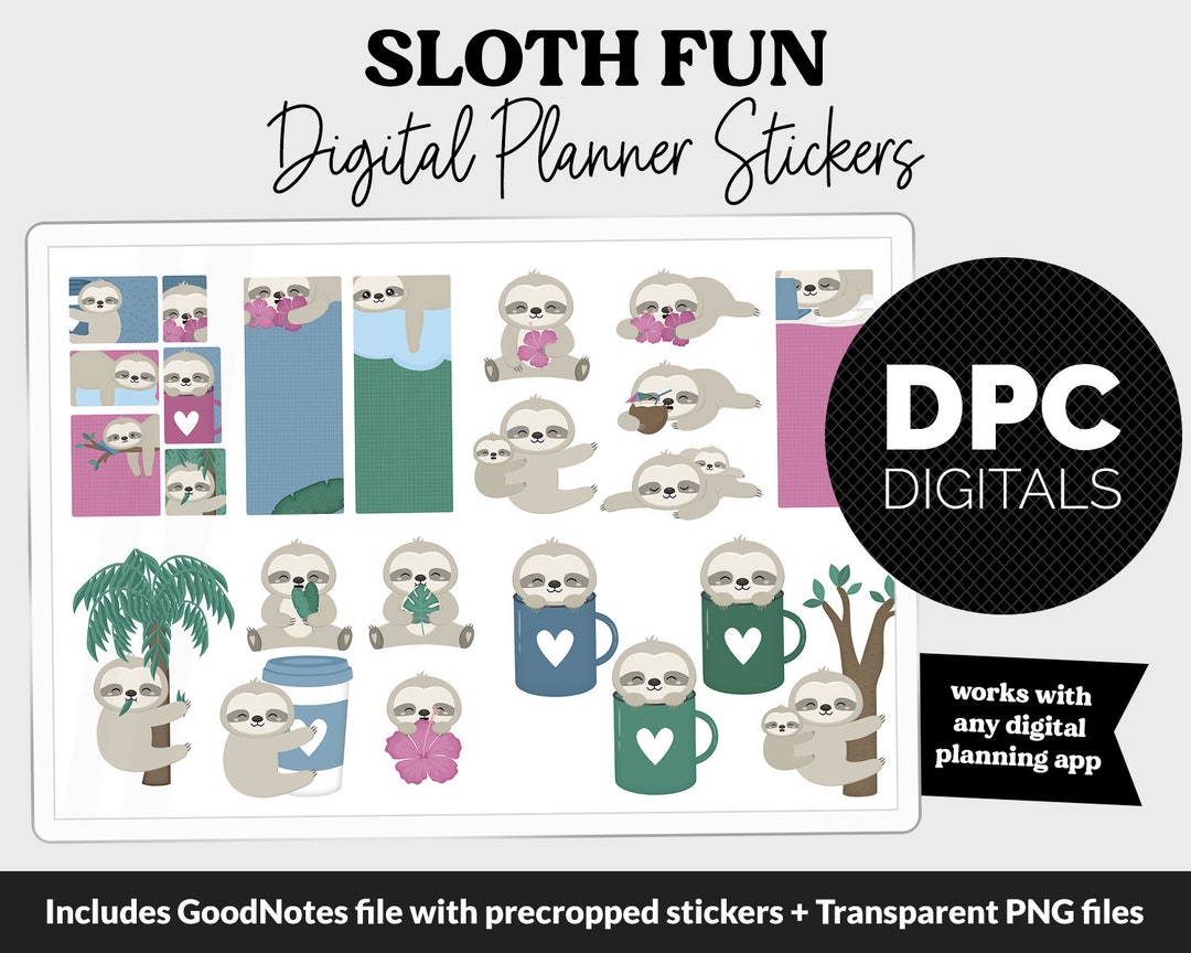 Sloth Fun Digital Planner Stickers | Goodnotes, iPad and Android ...