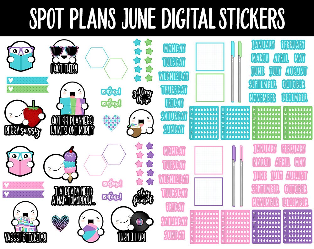 Spot Plans June Digital Stickers Goodnotes Ipad and Android - Etsy