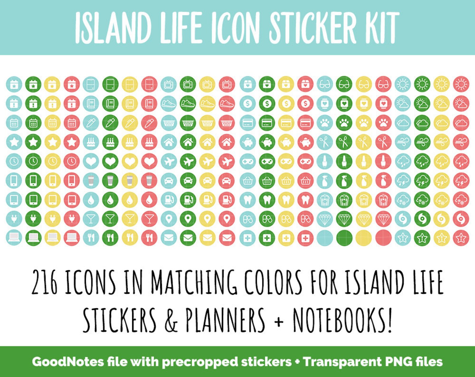 Island Life Icon Digital Stickers | Goodnotes & iPad | Icons, Life ...
