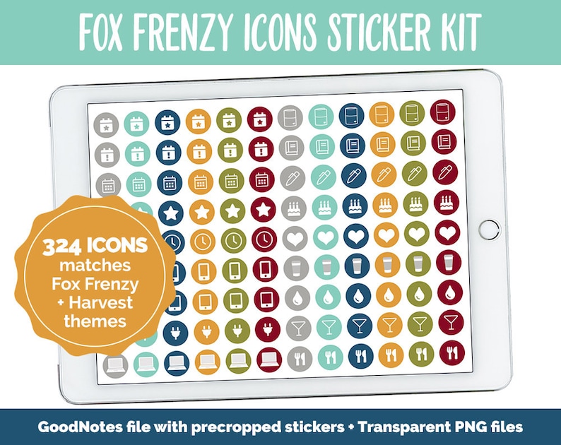 Fox Frenzy Icon Digital Planner Stickers Goodnotes Ipad and - Etsy