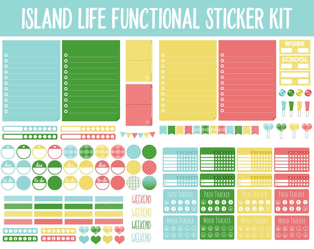 Island Life Functional Digital Stickers - Etsy