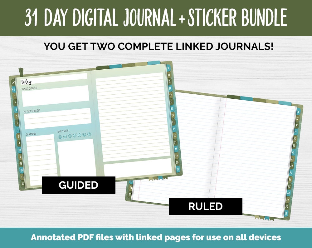 31 Day Digital Journal Sticker Bundle Enchanted Theme - Etsy