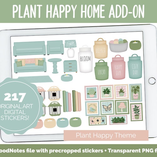 Plant Happy Home Digital Stickers Goodnotes & Ipad - Etsy