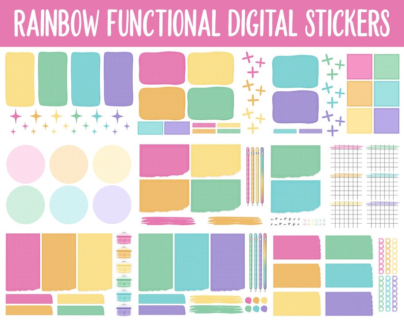 Rainbow Functional Digital Sticker Set Goodnotes Ipad & - Etsy