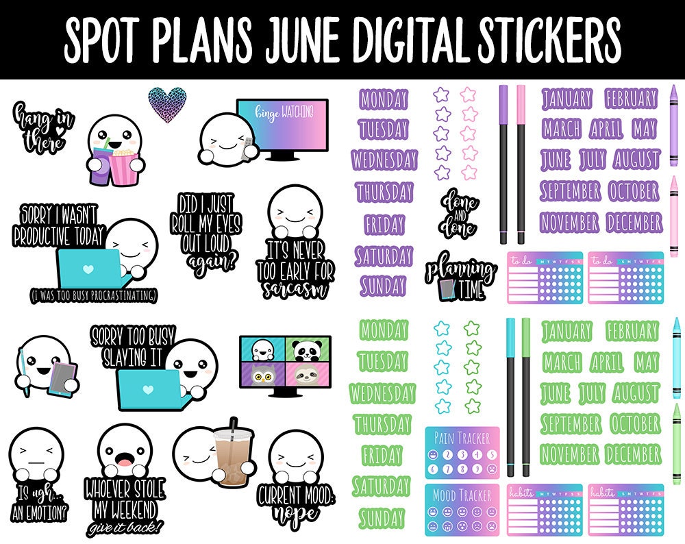 Spot Plans June Digital Stickers Goodnotes Ipad and Android - Etsy