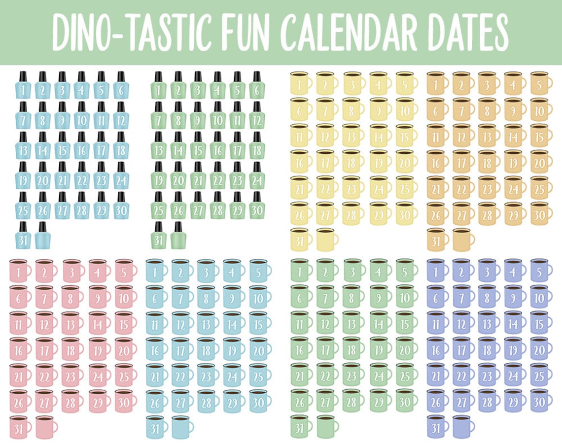Dino-tastic Fun Calendar Date Digital Stickers Goodnotes - Etsy