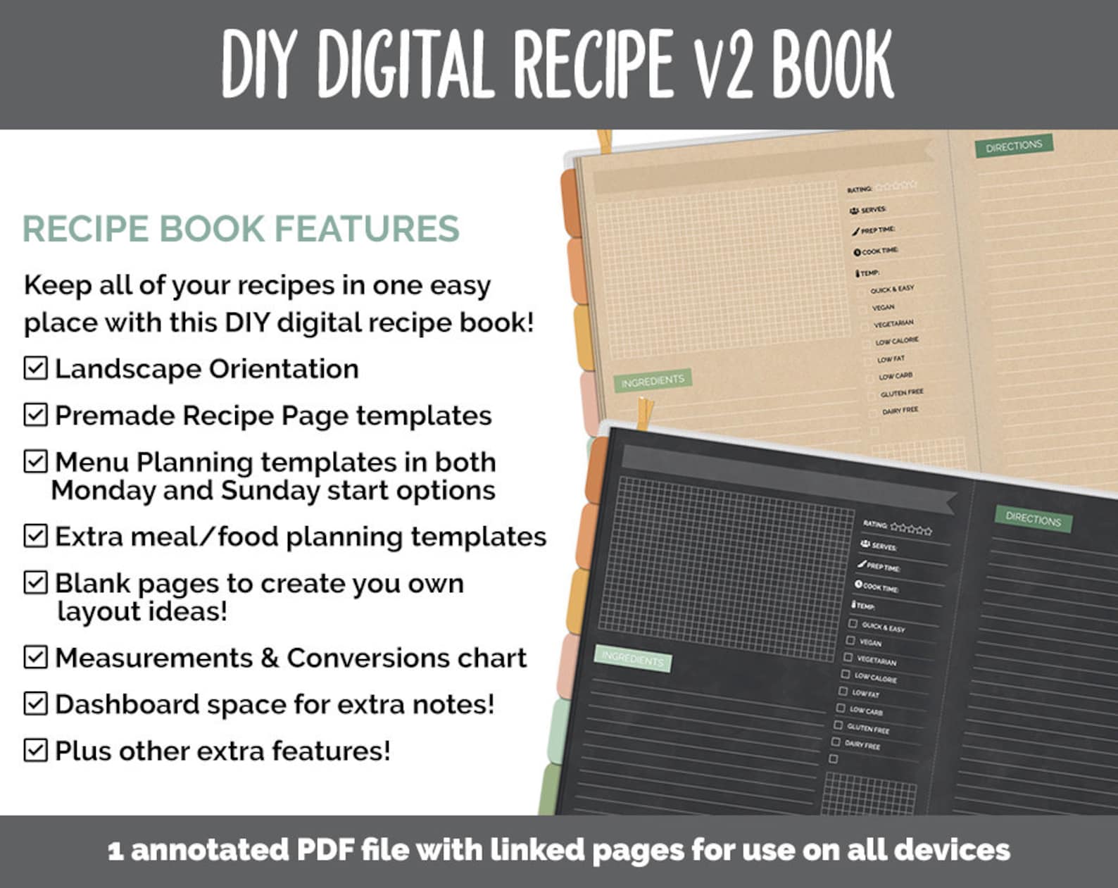 UPDATED DIY Digital Recipe Book V2 Sticker Set Goodnotes - Etsy