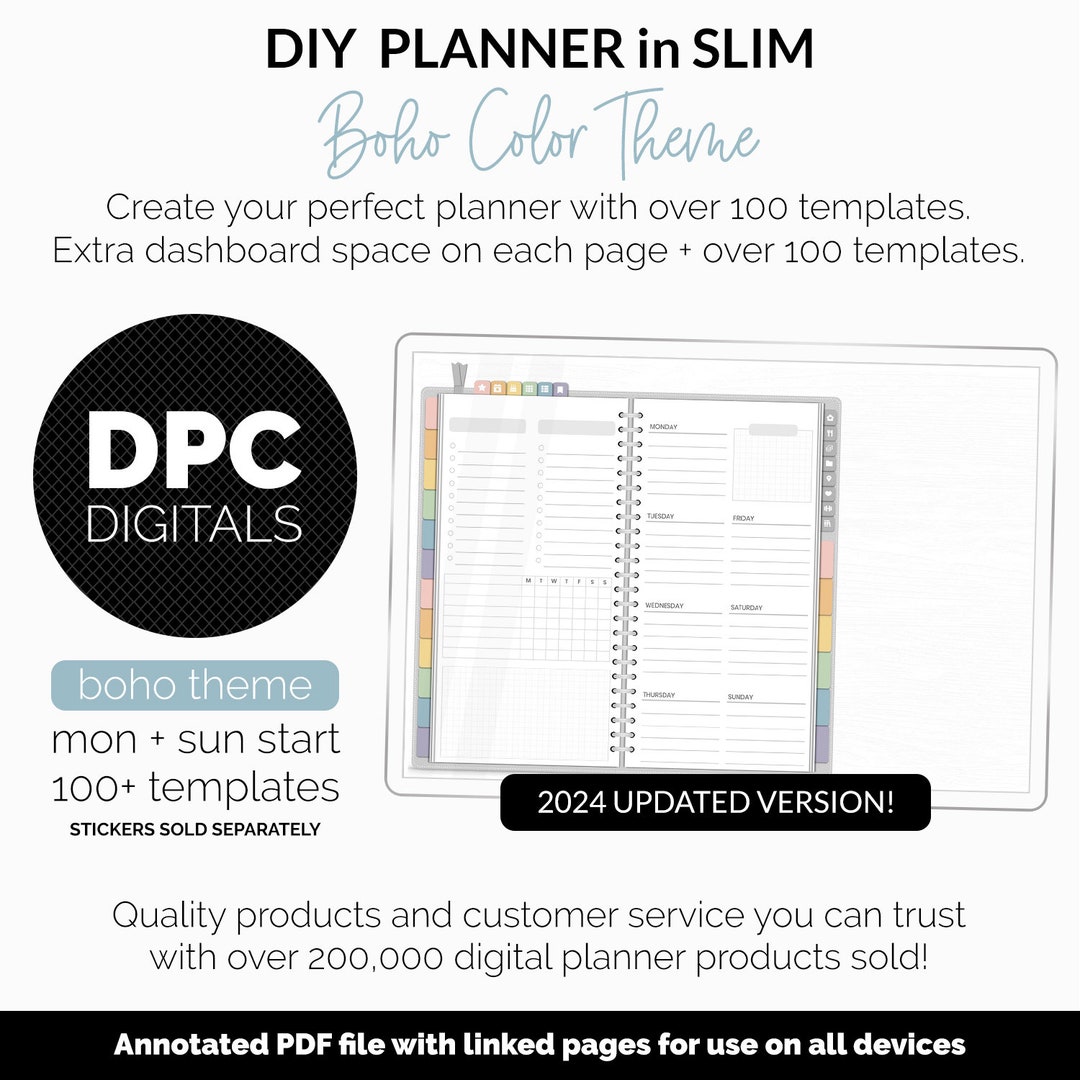 DIY Slim Digital Planner Boho Theme Goodnotes, iPad & Android Notebook ...