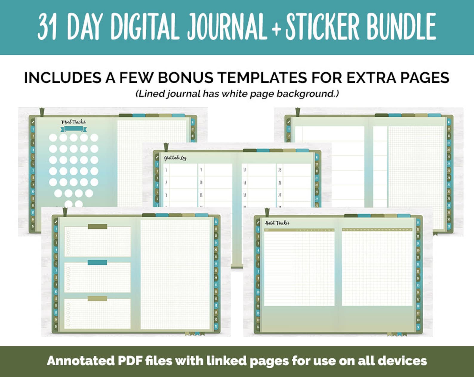 31 Day Digital Journal Sticker Bundle Enchanted Theme - Etsy