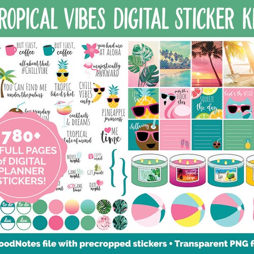 Summer Printable Stickers Beach Digital Stickers Goodnotes - Etsy