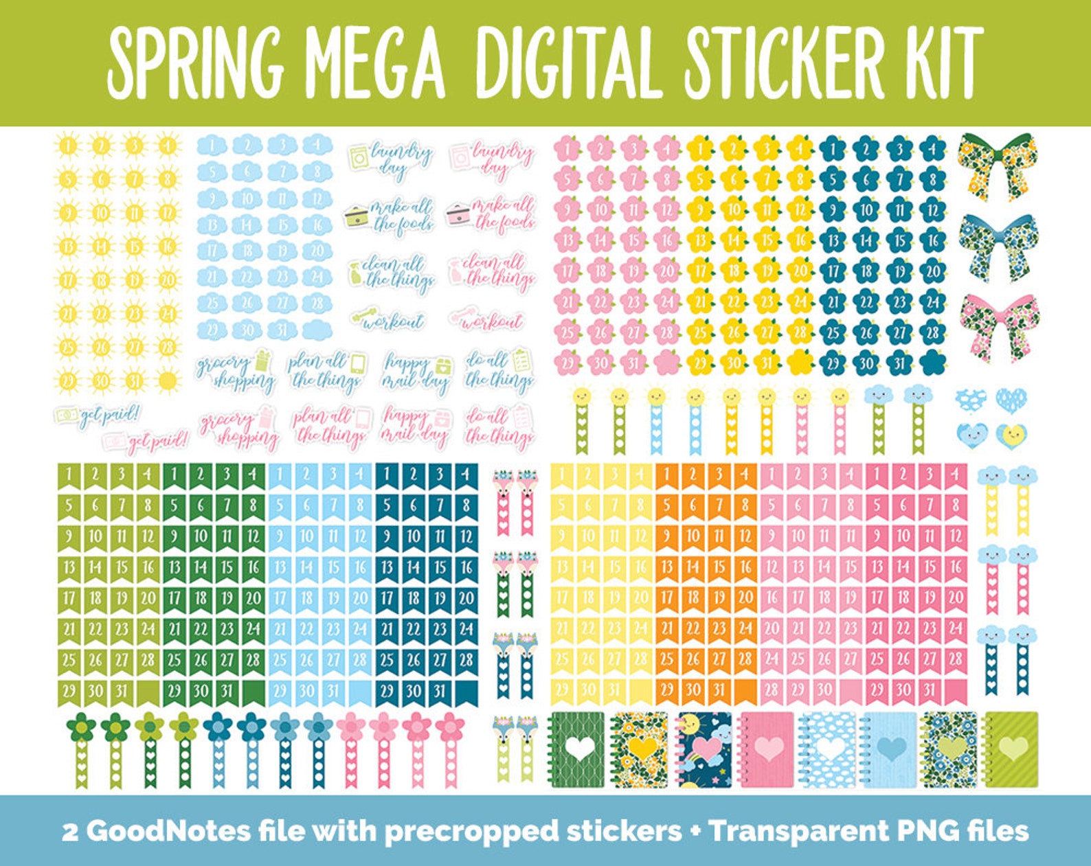 Spring MEGA Digital Sticker Bundle GoodNotes & iPad April | Etsy